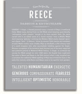 Reece Personalized Name Meaning Art Prints – Name Stories