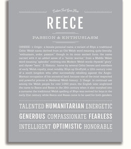 Reece (female) | Name Art Print – Name Stories