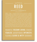 Reed Personalized Name Meaning Art Prints – Name Stories