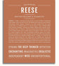 Reese Personalized Name Meaning Art Prints – Name Stories