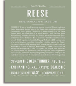 Reese (female) | Name Art Print – Name Stories
