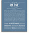 Reese Personalized Name Meaning Art Prints – Name Stories