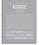Reggie Personalized Name Meaning Art Prints – Name Stories
