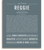 Reggie Personalized Name Meaning Art Prints – Name Stories