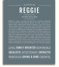 Reggie Personalized Name Meaning Art Prints – Name Stories