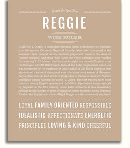 Reggie Personalized Name Meaning Art Prints – Name Stories