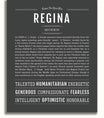 Regina Personalized Name Meaning Art Prints – Name Stories