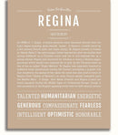 Regina Personalized Name Meaning Art Prints – Name Stories