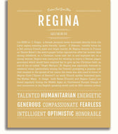 Regina Personalized Name Meaning Art Prints – Name Stories