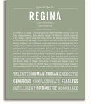 Regina Personalized Name Meaning Art Prints – Name Stories