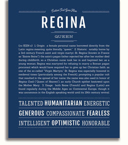 Regina Personalized Name Meaning Art Prints – Name Stories