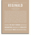 Reginald Personalized Name Meaning Art Prints – Name Stories