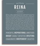 Reina Personalized Name Meaning Art Prints – Name Stories