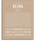 Reina Personalized Name Meaning Art Prints – Name Stories