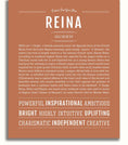 Reina Personalized Name Meaning Art Prints – Name Stories