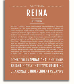 Reina Personalized Name Meaning Art Prints – Name Stories