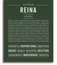 Reina Personalized Name Meaning Art Prints – Name Stories