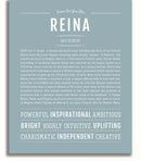 Reina Personalized Name Meaning Art Prints – Name Stories
