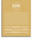 Remi Personalized Name Meaning Art Prints – Name Stories