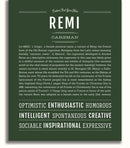 Remi Personalized Name Meaning Art Prints – Name Stories