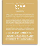 Remy Personalized Name Meaning Art Prints – Name Stories