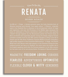 Renata Personalized Name Meaning Art Prints – Name Stories