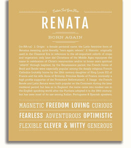 Renata Personalized Name Meaning Art Prints – Name Stories