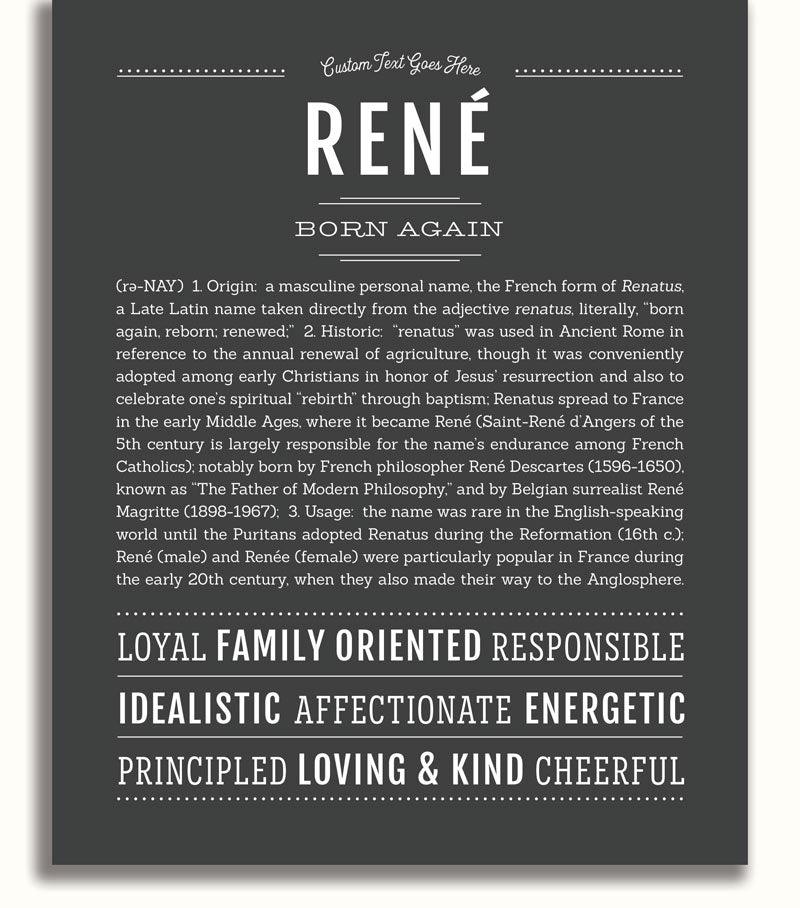 Rene Personalized Name Meaning Art Prints – Name Stories