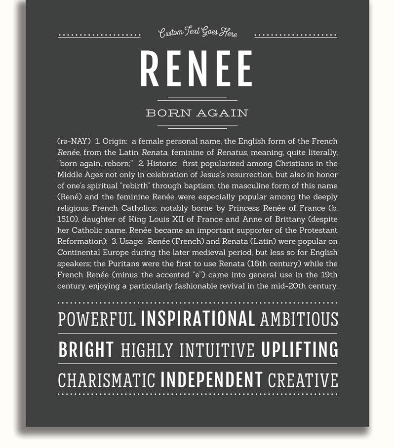 Renee Personalized Name Meaning Art Prints – Name Stories