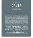 Renee Personalized Name Meaning Art Prints – Name Stories