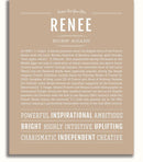 Renee Personalized Name Meaning Art Prints – Name Stories