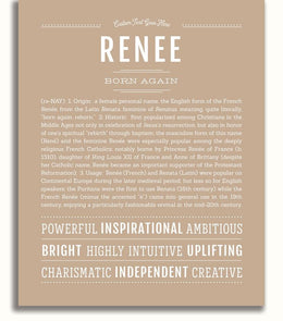 Renee Personalized Name Meaning Art Prints – Name Stories