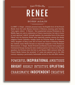 Renee Personalized Name Meaning Art Prints – Name Stories
