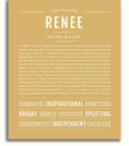 Renee Personalized Name Meaning Art Prints – Name Stories