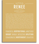 Renee Personalized Name Meaning Art Prints – Name Stories