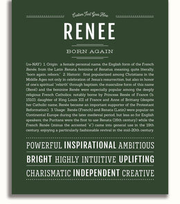 Renee Personalized Name Meaning Art Prints – Name Stories
