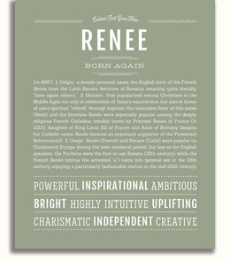 Renee Personalized Name Meaning Art Prints – Name Stories