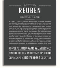 Reuben Personalized Name Meaning Art Prints – Name Stories