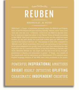 Reuben Personalized Name Meaning Art Prints – Name Stories