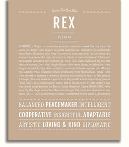 Rex Personalized Name Meaning Art Prints – Name Stories