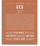 Rex Personalized Name Meaning Art Prints – Name Stories