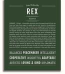 Rex Personalized Name Meaning Art Prints – Name Stories