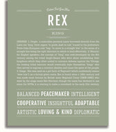 Rex Personalized Name Meaning Art Prints – Name Stories