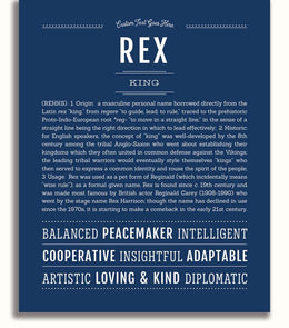 Rex Personalized Name Meaning Art Prints – Name Stories