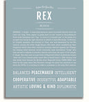 Rex Personalized Name Meaning Art Prints – Name Stories