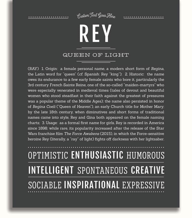 Rey Personalized Name Meaning Art Prints – Name Stories
