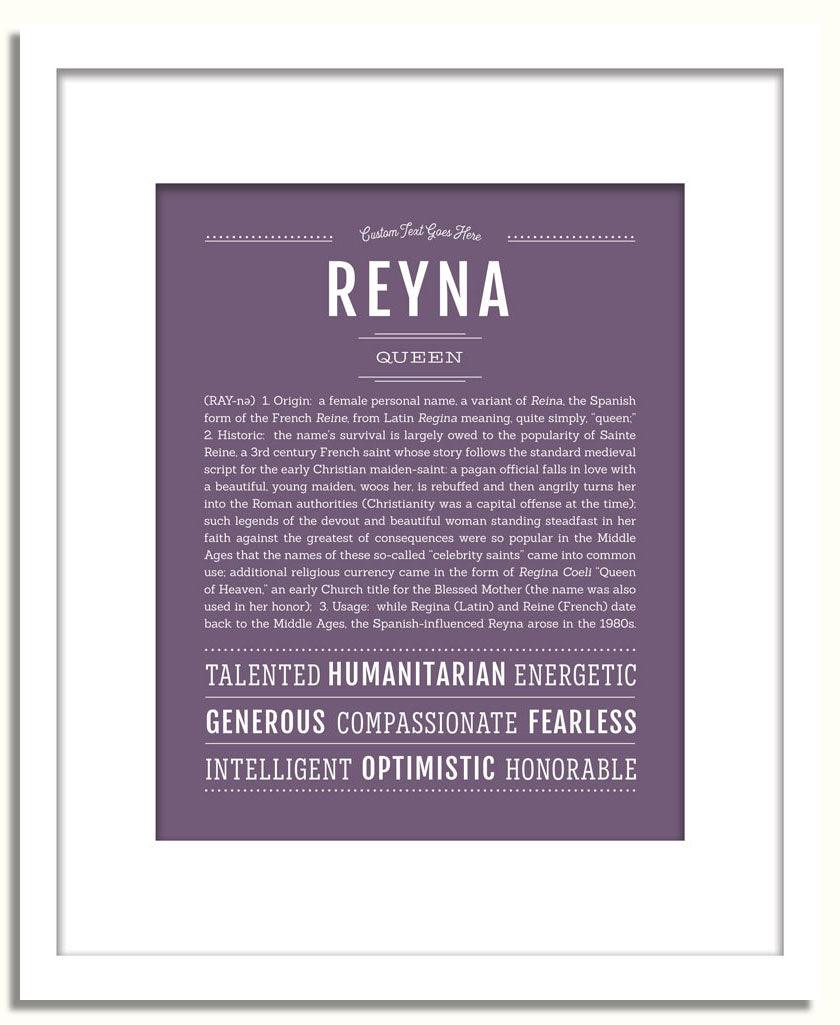 Reyna Personalized Name Meaning Art Prints – Name Stories