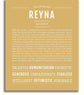 Reyna Personalized Name Meaning Art Prints – Name Stories