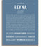 Reyna Personalized Name Meaning Art Prints – Name Stories
