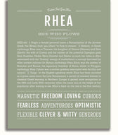 Rhea Personalized Name Meaning Art Prints – Name Stories